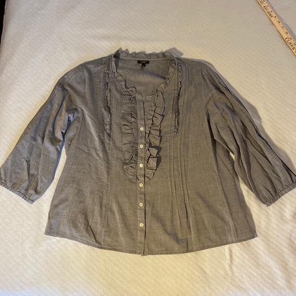 Talbots | Tops | Talbots 0 Cotton Ruffle Blouse With Pleats Size 18 ...